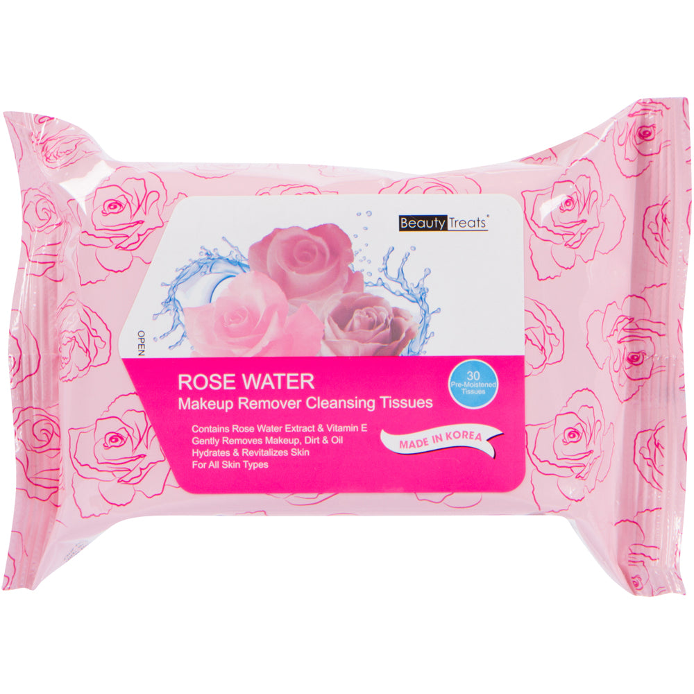 ROSE WATER MAKEUP REMOVER CLEANSING TISSUES – www.beauty-treats.com